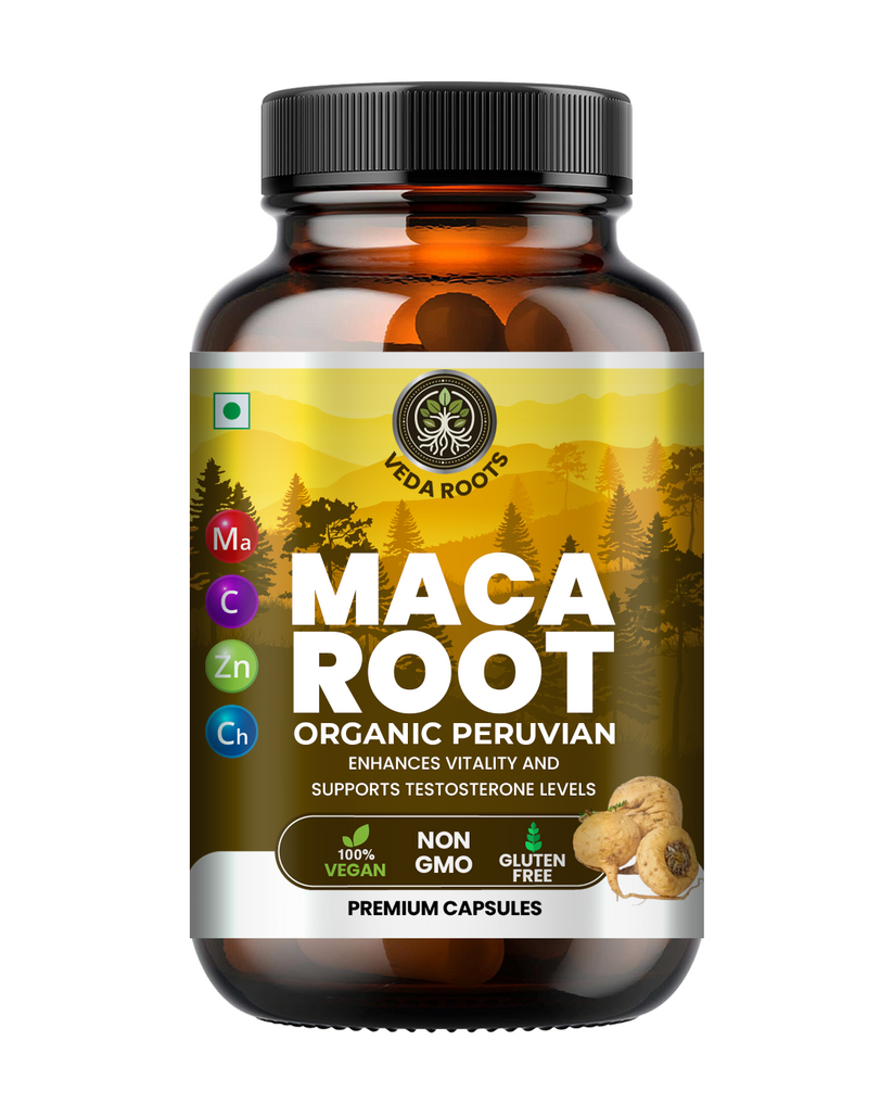 Veda Roots Maca Root Organic Peruvian Capsules for Boosting Vitality